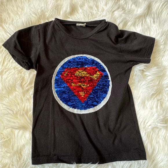 Shirts & Tops | Super Hero Bundle Black Tshirt With Sequin Superman And ...